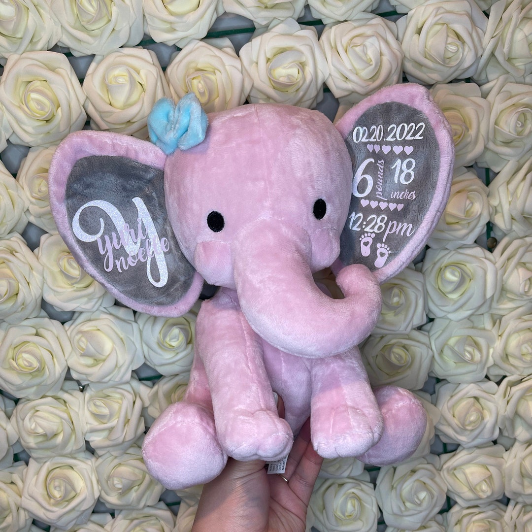 Customized Birth Stat Stuffed Elephant - Etsy