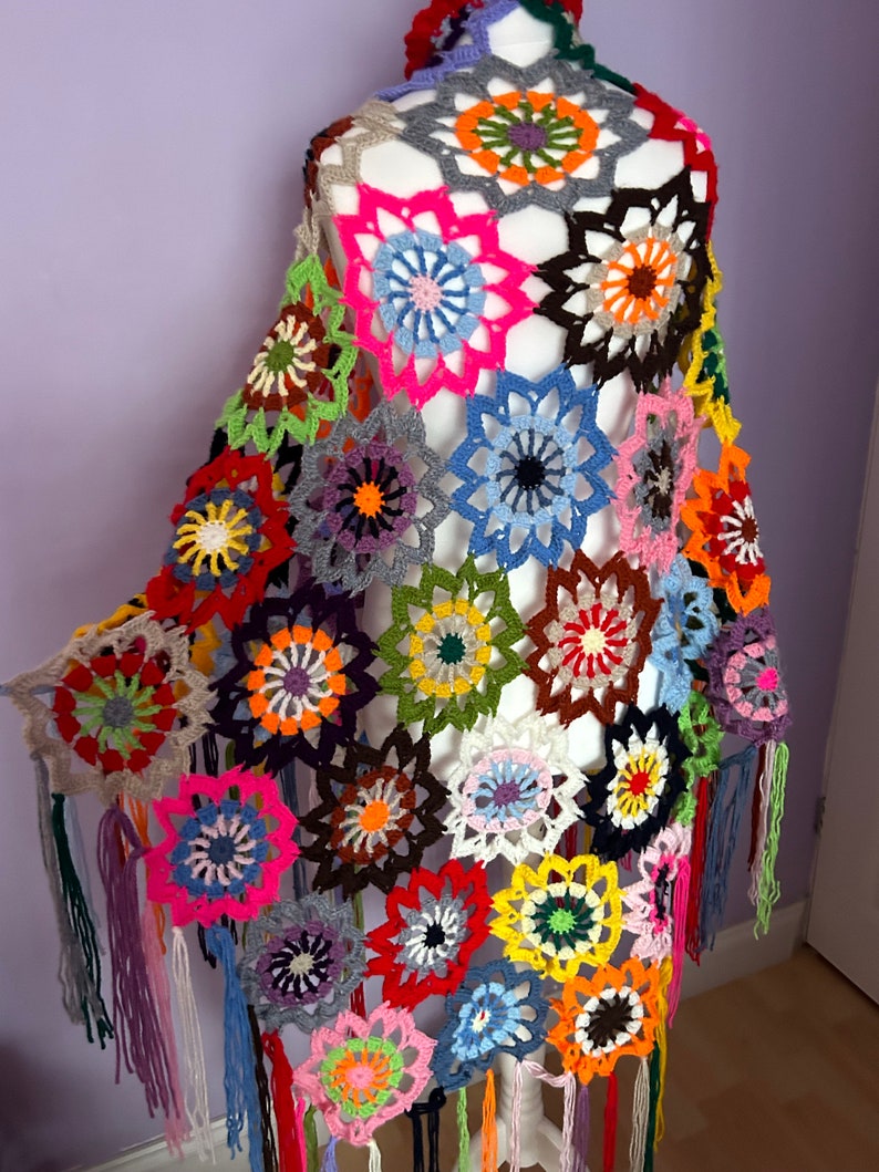 Beautiful Multi-coloured Flower Crochet Shawl/wrap - Etsy
