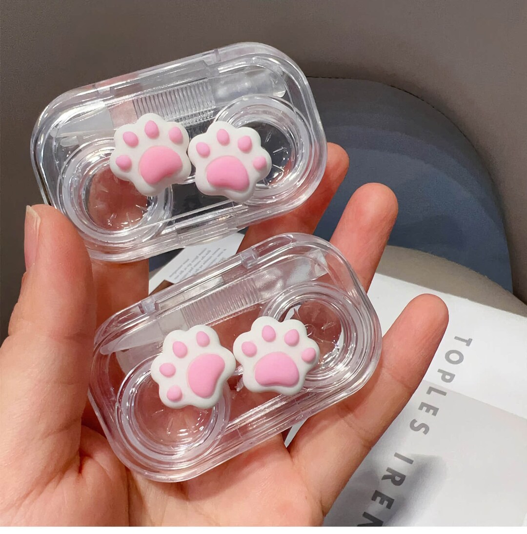 Cute Cat Claws Mini Transparent Simple Contact Lens Case, Portable ...