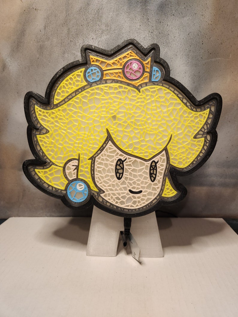Princess Peach 3D Printed Lamp With Stained Glass Effect - Etsy