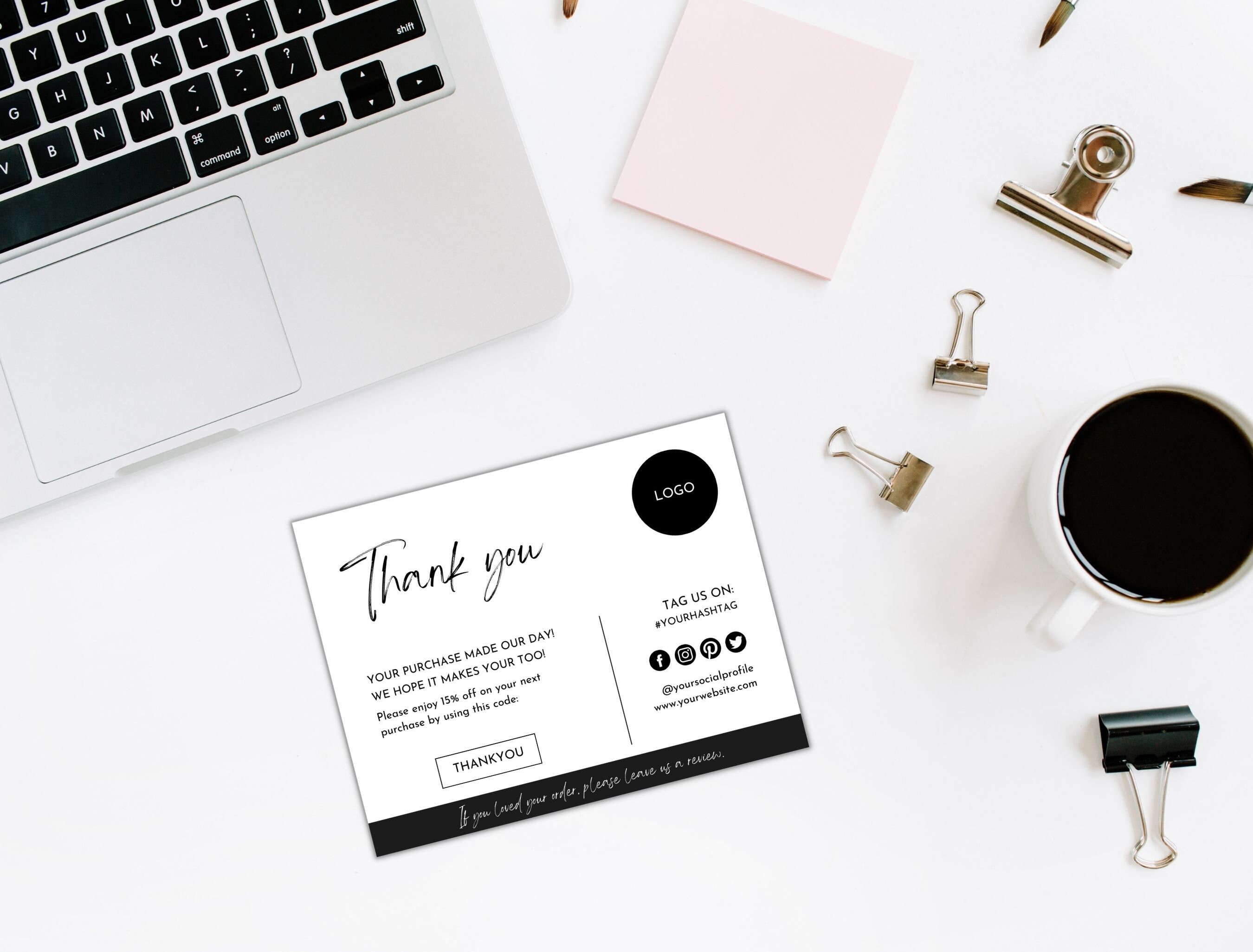 Business Thank You Card Template, Minimalist Thank You for Your Order ...