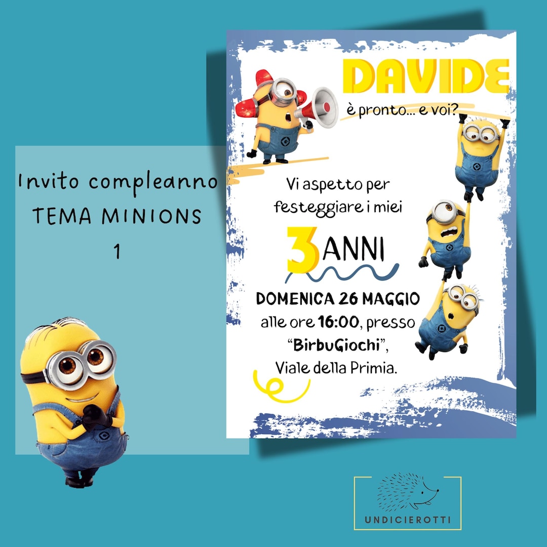 Minions Theme Whatsapp Invitation, Minions Birthday Digital Invitation ...