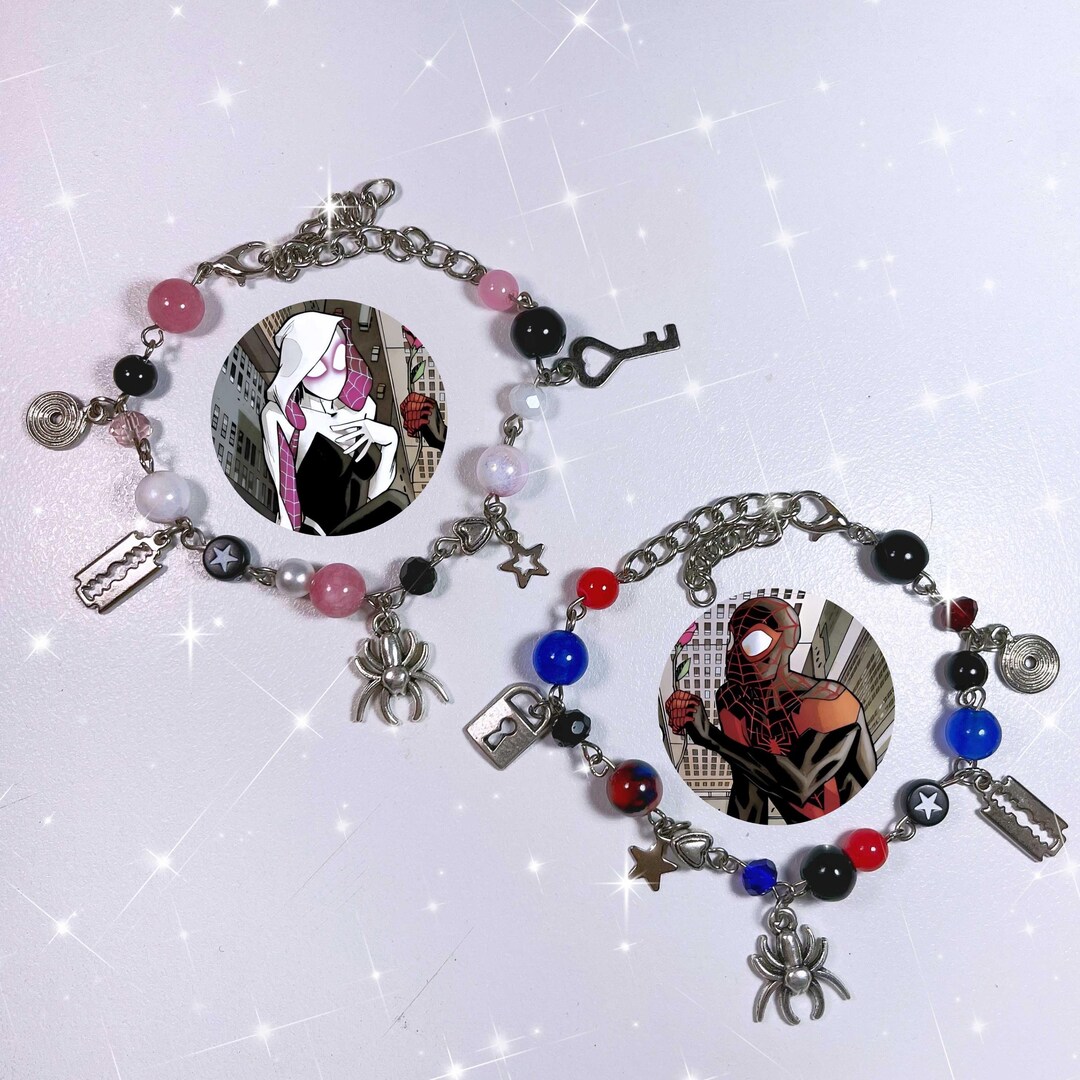 Spider-man Couple Bracelet Set: Rose Quartz & Onyx - Etsy