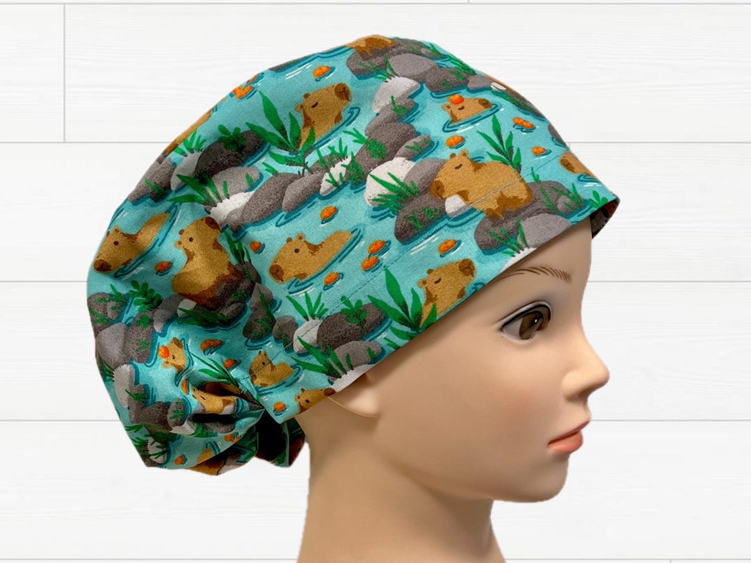Capybara, Euro Scrub Cap, Ski Scrub Caps for Women, Surgical Cap, Scrub Hats, Scrub Caps Euro ...
