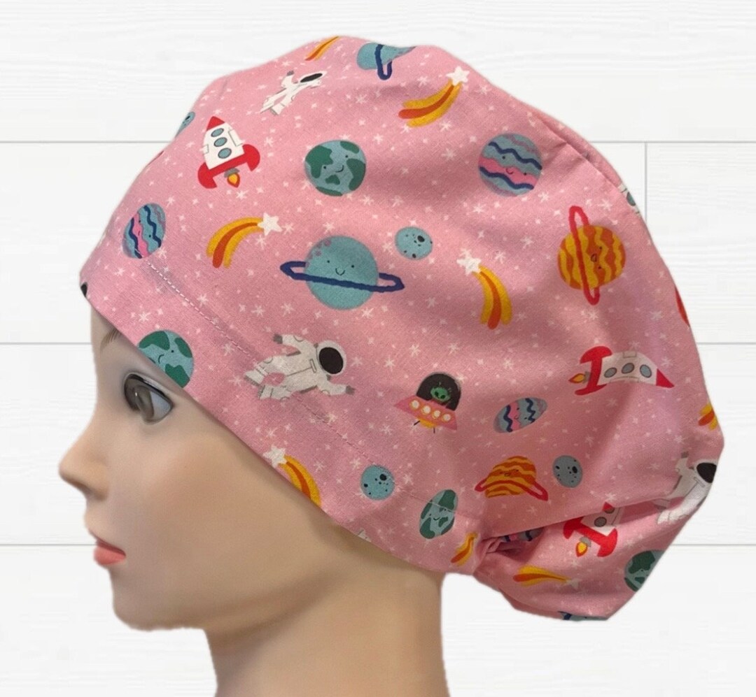 Cute Outer Space Euro Scrub Cap, Kawaii Nurse Surgical Hat for Women ...