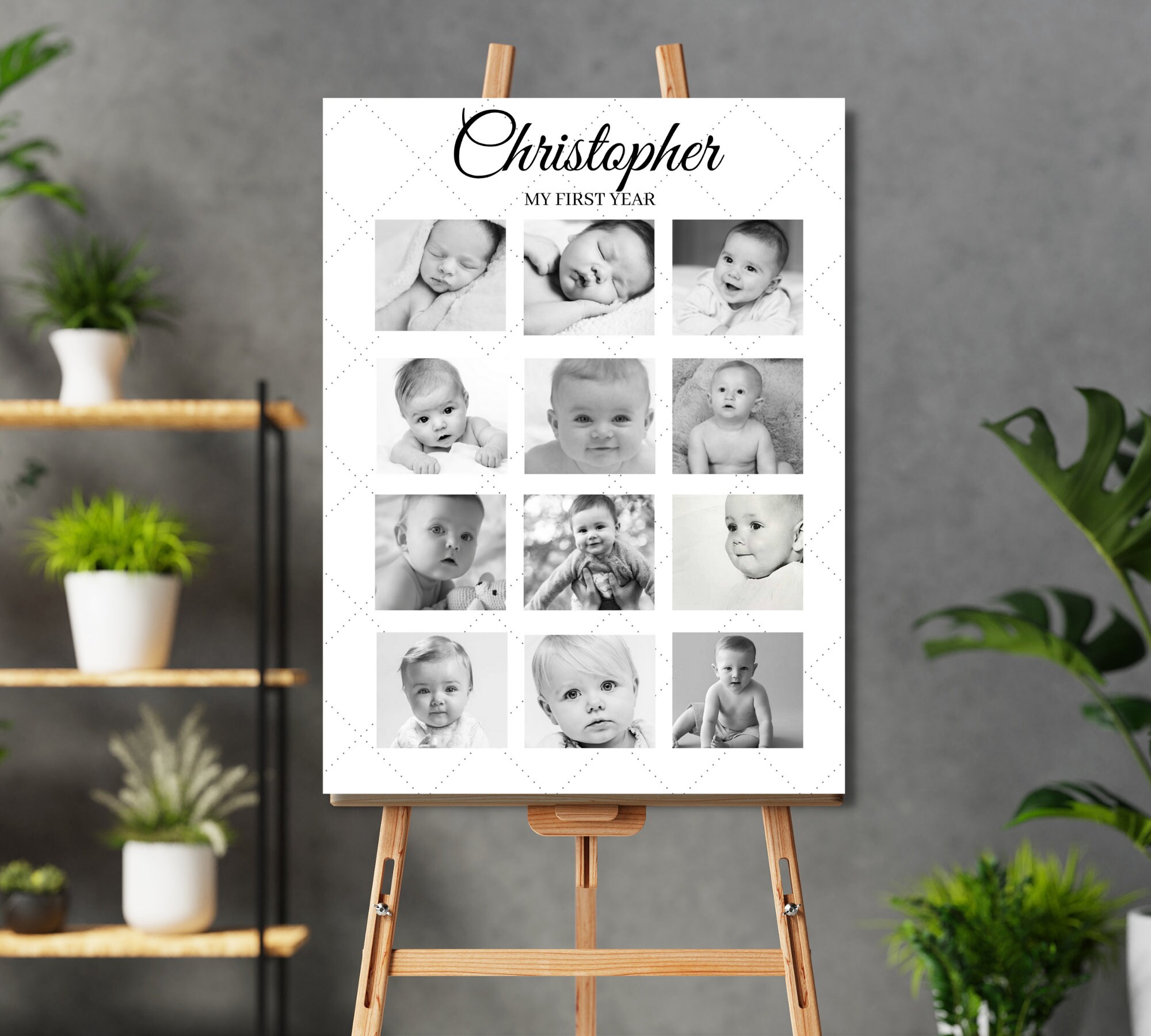 Babys First Year Poster, Canva Template, 1st Birthday Photos Print, My ...