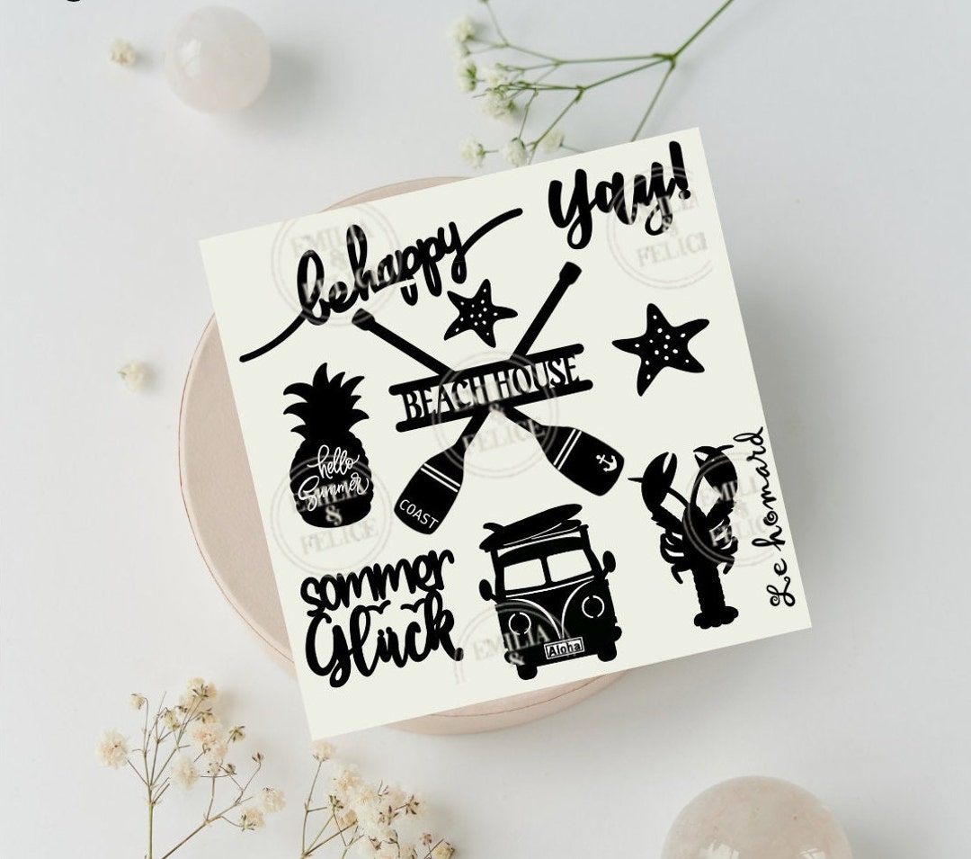 Summery Sticker Sheet in the Color of Your Choice - Etsy