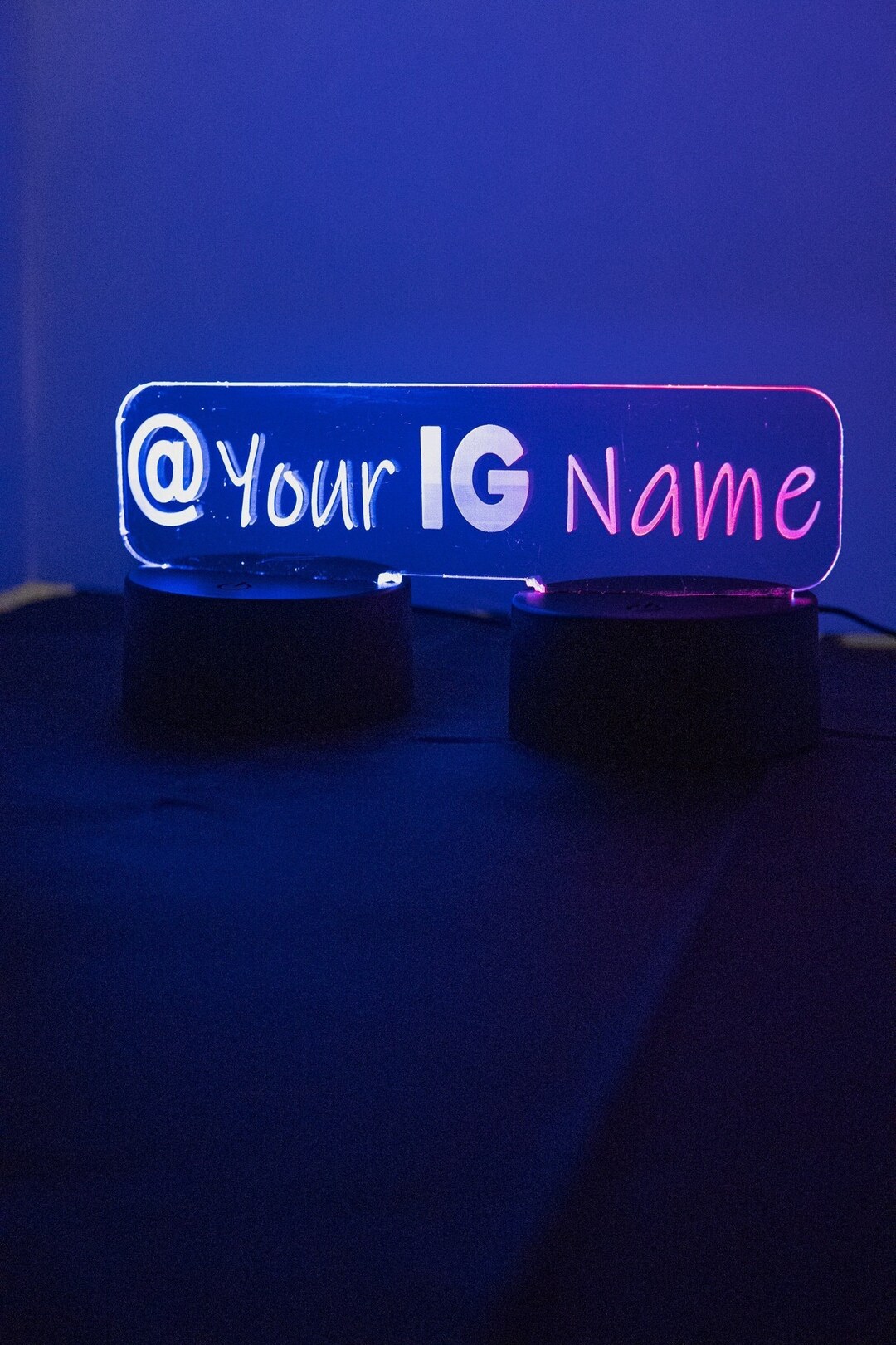 Personalized Dual Base Acrylic Sign | DUAL Base Bottom Lit LED | Vendor ...