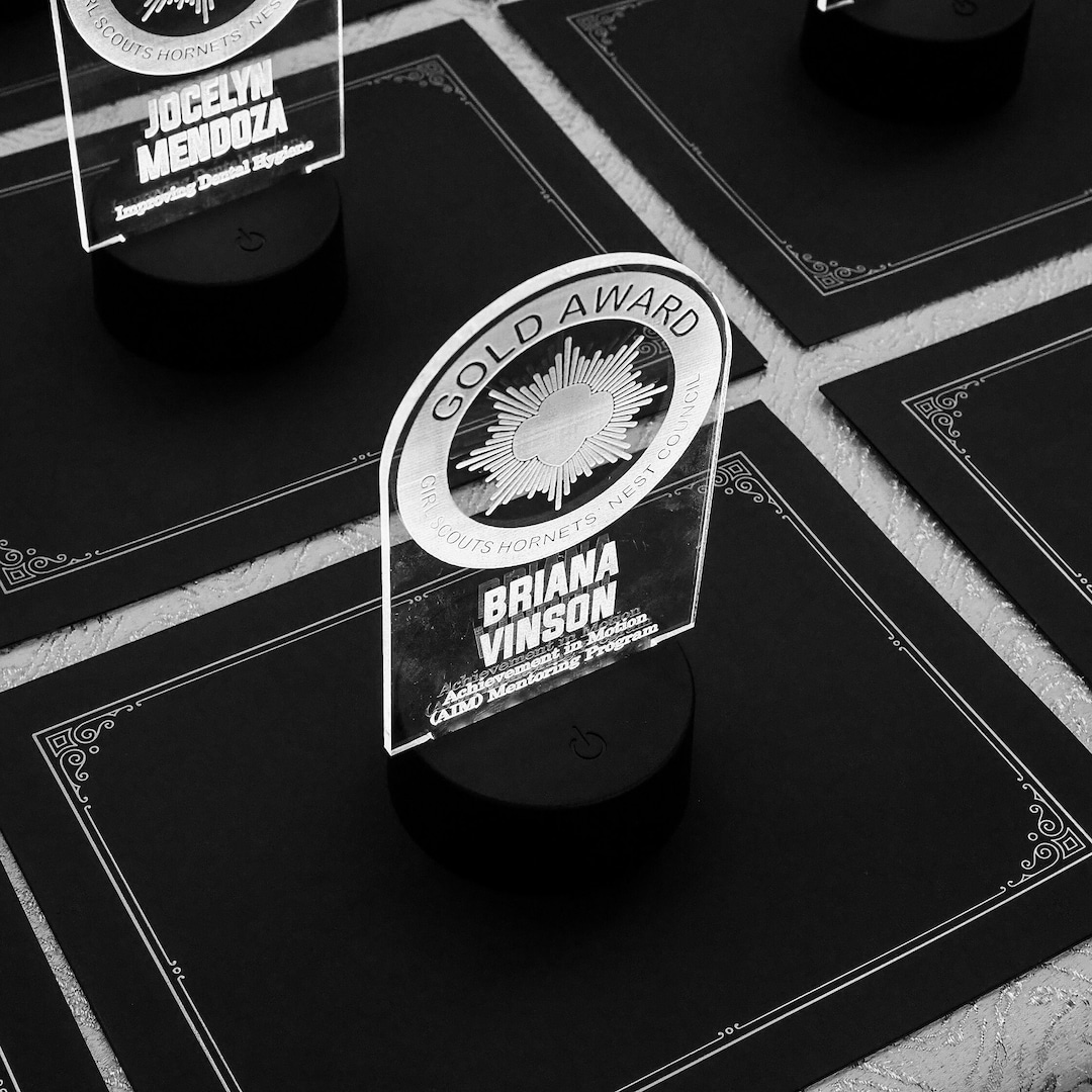 6 H X4 W LED Acrylic Trophy Custom LED Award Custom LED Plaque Award ...