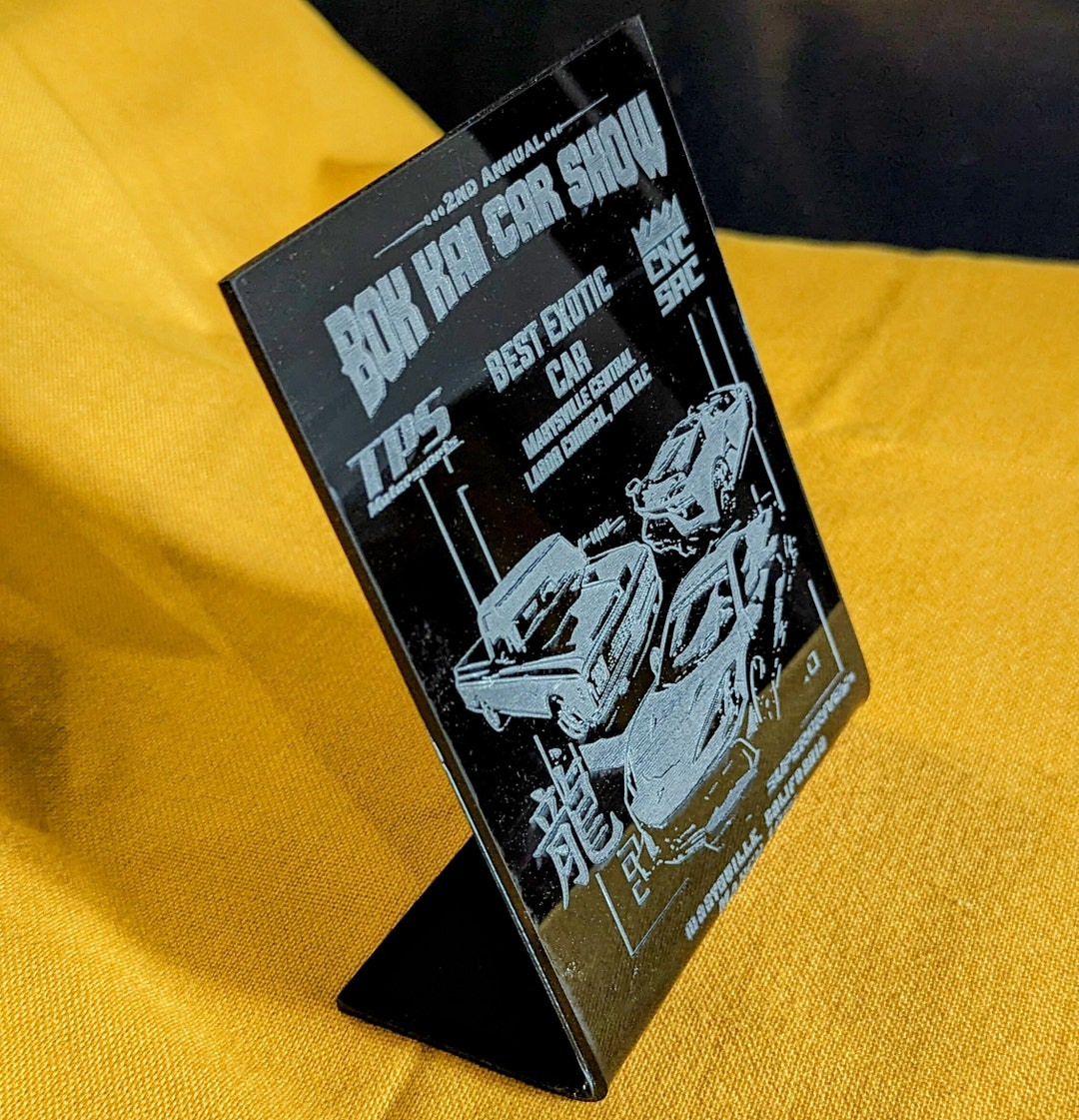 6 H X4 W Bent Acrylic Trophy Angled Base Personalized Trophy Custom ...