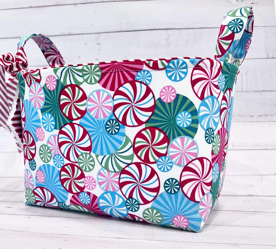 Peppermint Candy Holiday Fabric Basket, Gift Basket, Storage, Home ...