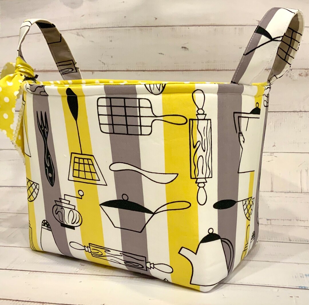 Retro Kitchen Utensil Fabric Basket, Home Decor, Storage, Gift Basket ...