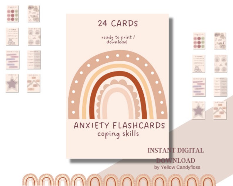 24 Anxiety Coping Skill Flashcard Canva Templates, Anxiety Coping Skill ...