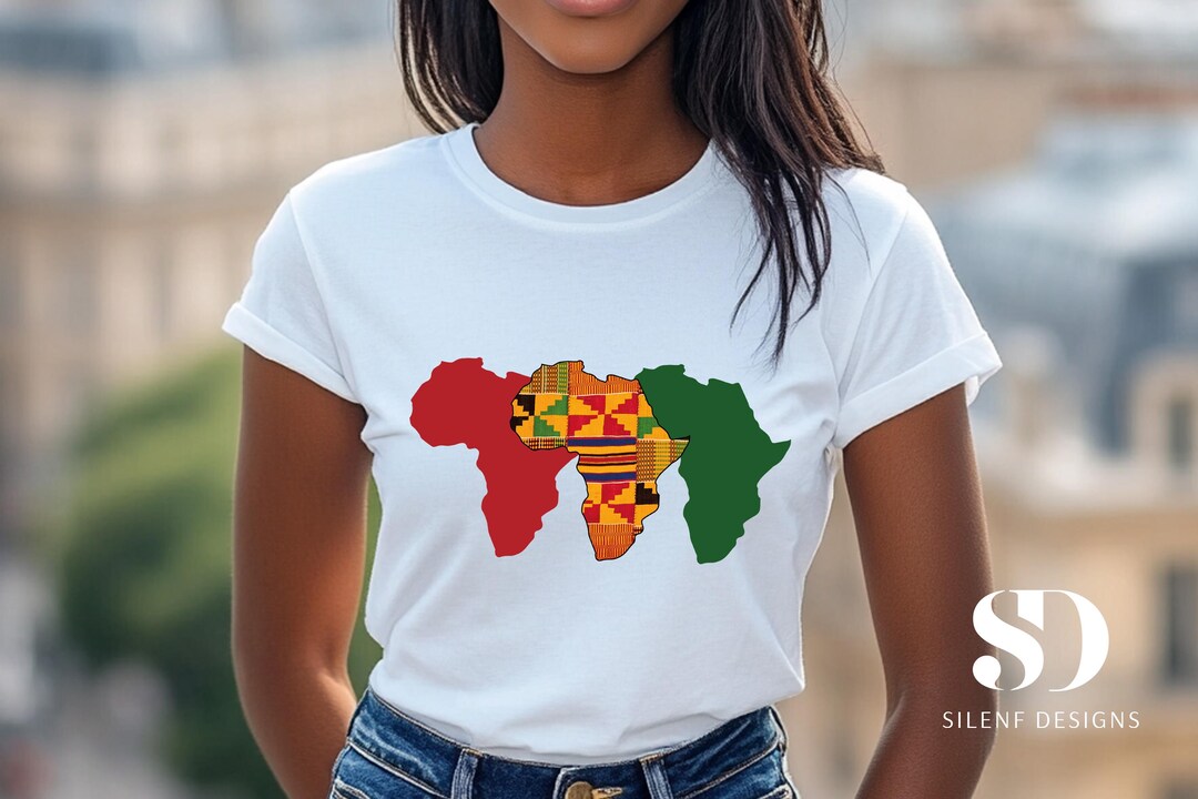 Map of Africa T-shirt: Vibrant Colors, Cotton Blend - Etsy