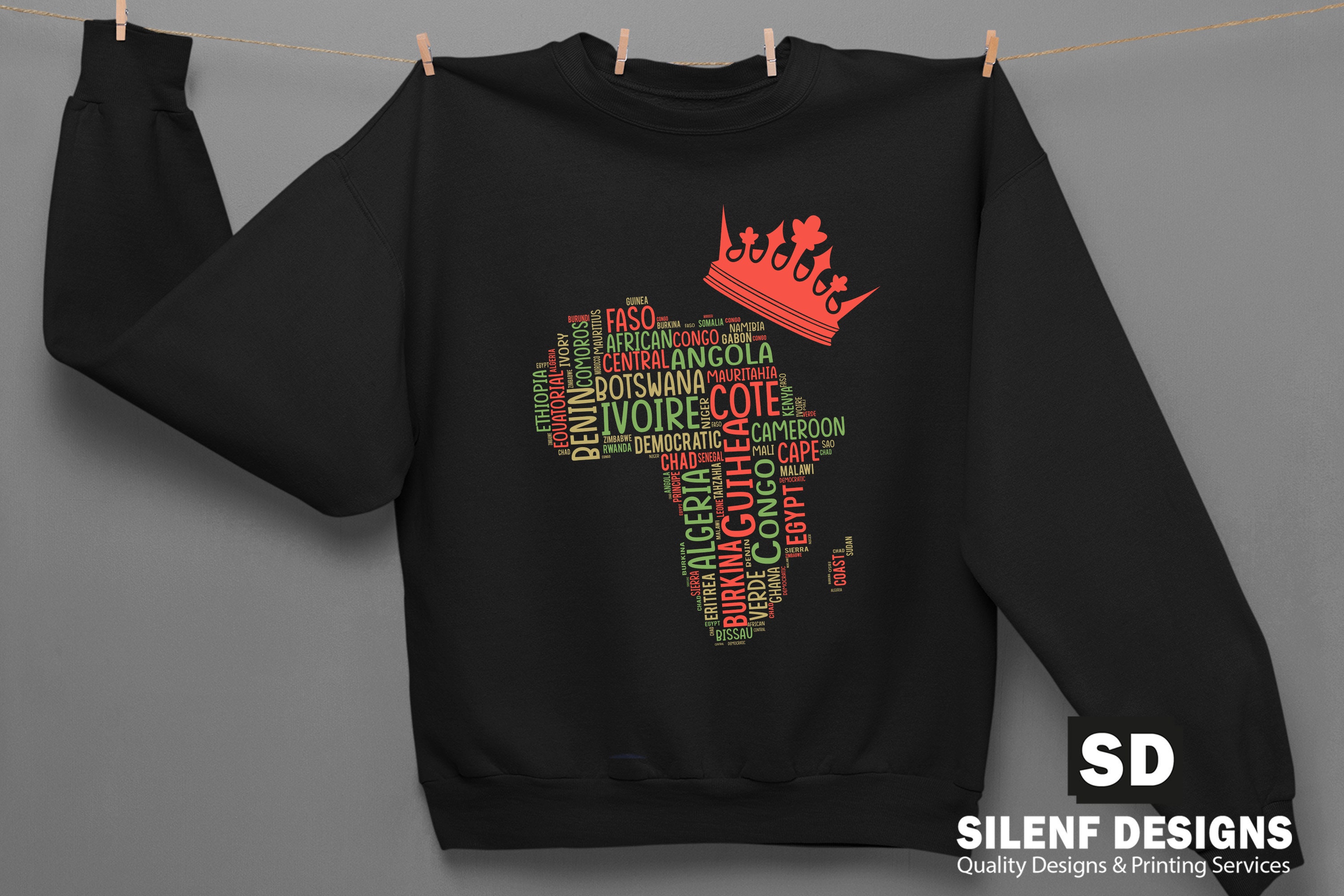 Map of Africa T-shirt Map of Africa Sweatshirt - Etsy UK