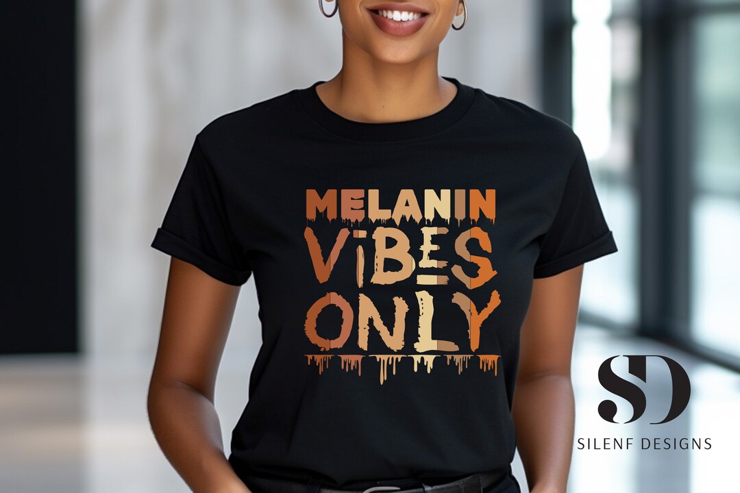 Melanin Vibes Only T-shirt, Melanin Queen Afro Woman T‑shirt | Black ...