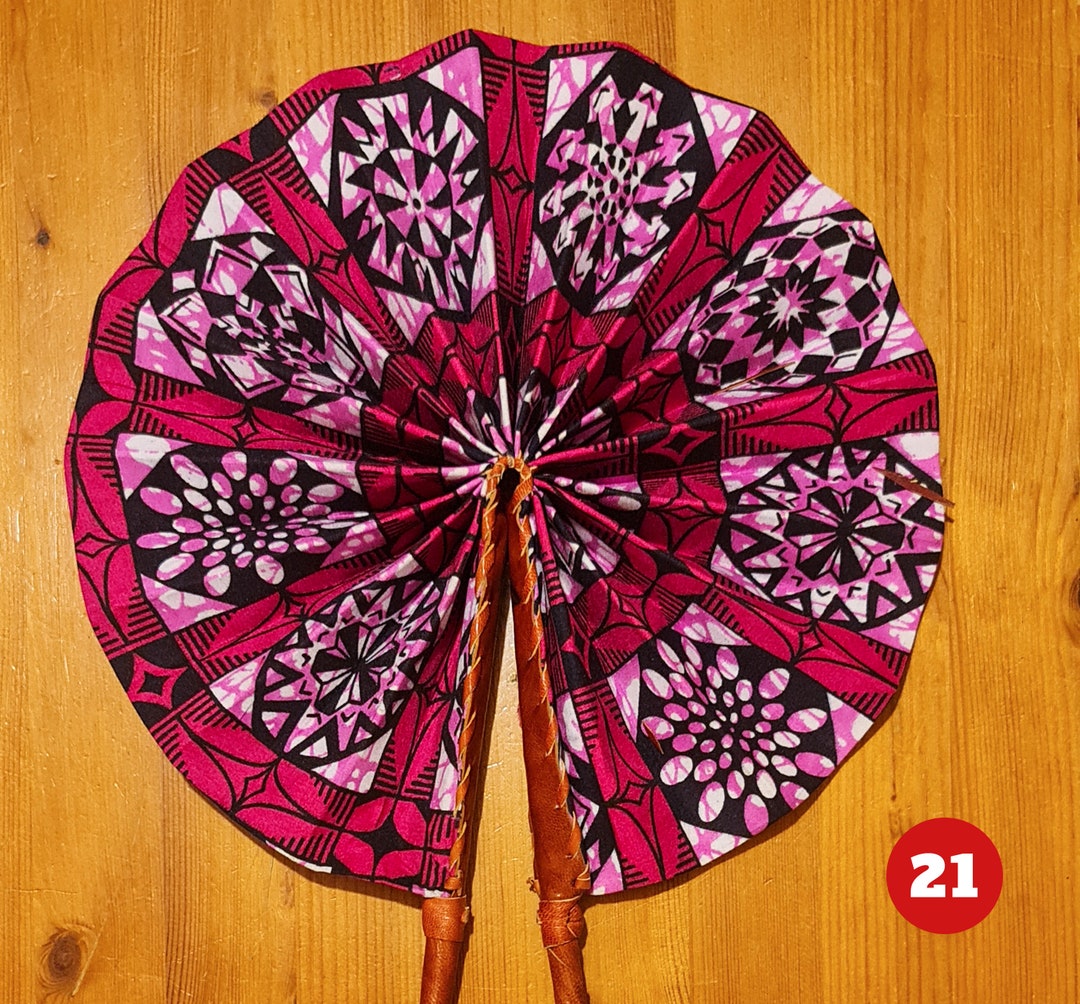 Ankara Fan, Summer Fan, African Print Fan, Leather Folding Fan ...