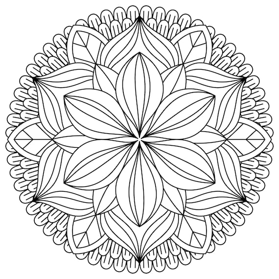 Circular Petal Mandala 6-point Mandala Printable Zentangle - Etsy