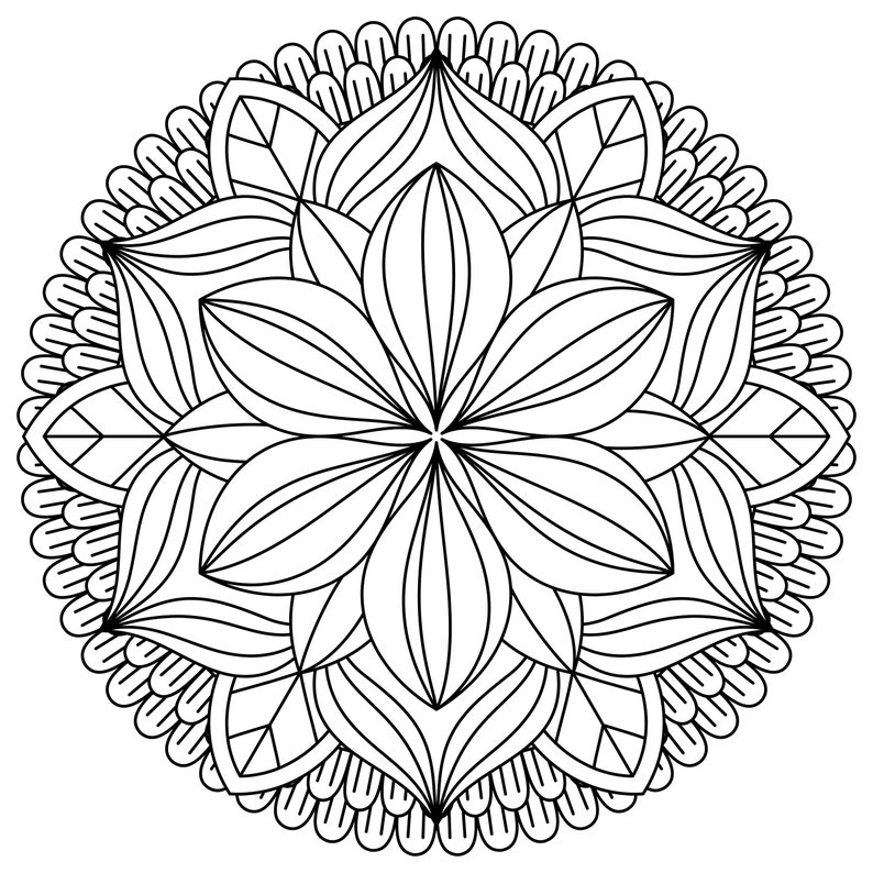Circular Petal Mandala - 6-point Mandala - Printable Zentangle Mandala ...