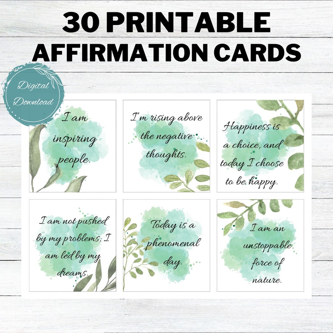 Affirmation Cards, Positive Thoughts Card Deck, Vision Board Printables ...