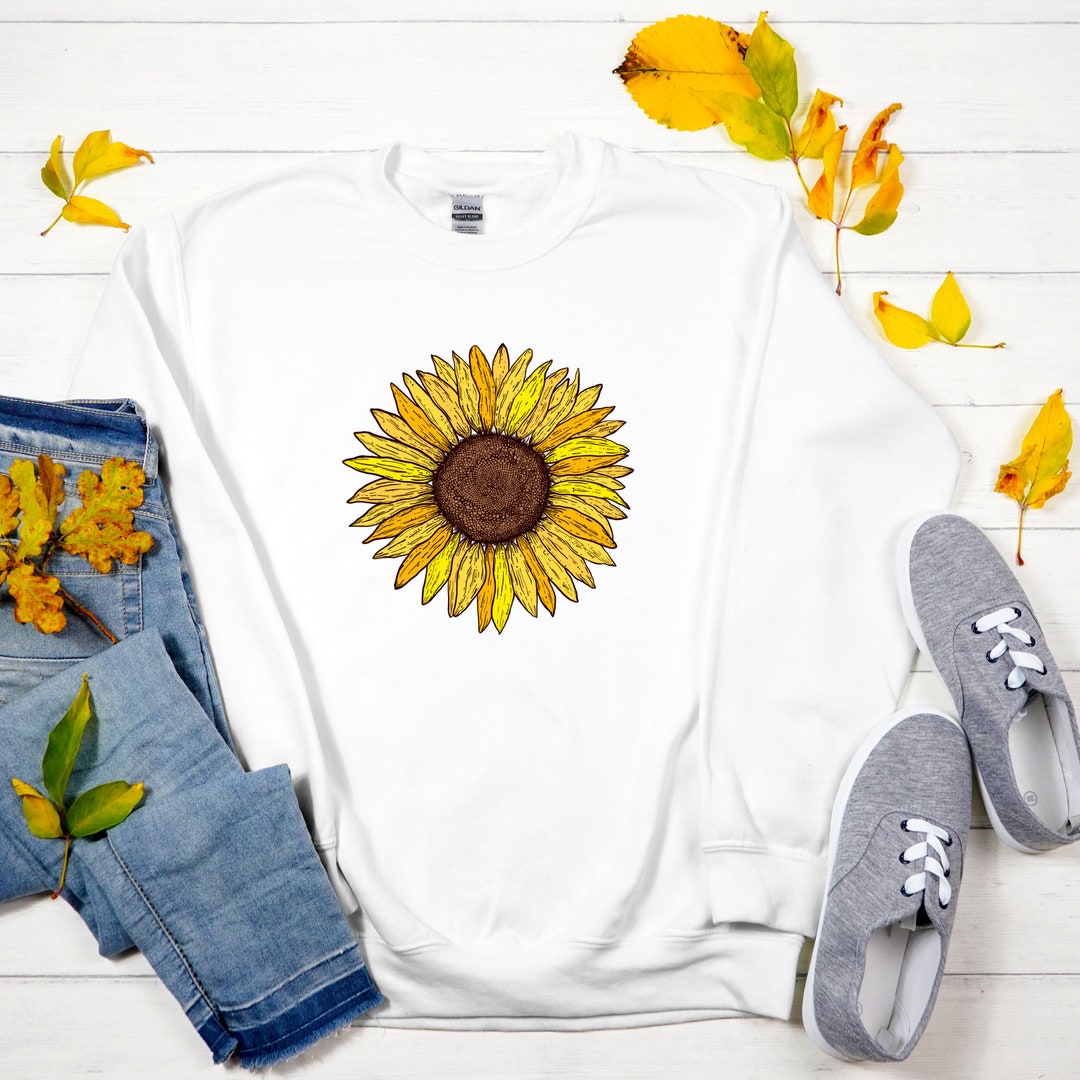 Sunflower Sweatshirt, Sunflower Shirt, Fall Sweatshirt, Botanical ...