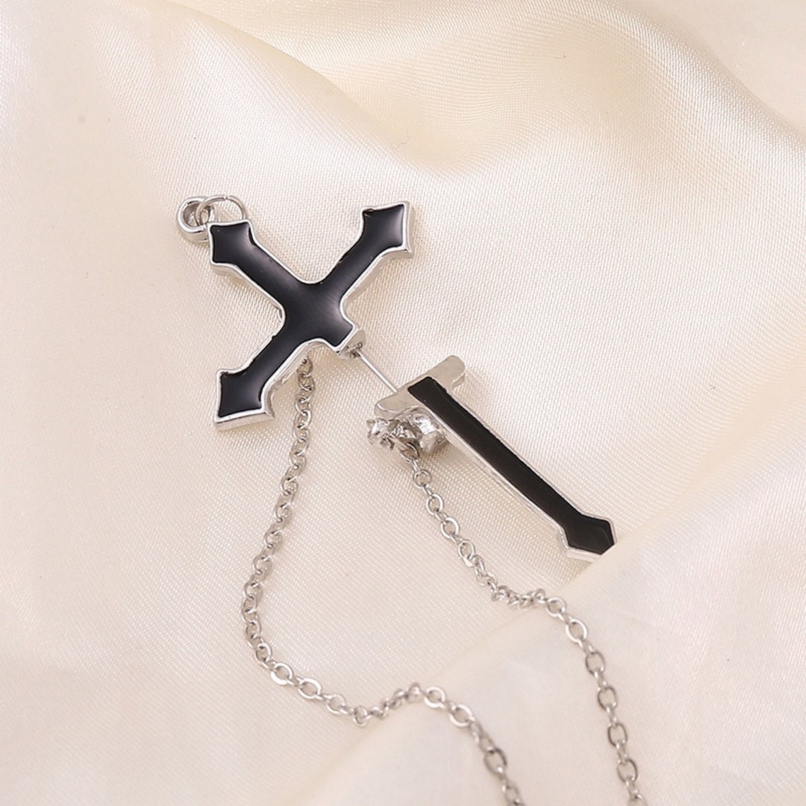 Black Cross Earring Grunge Aesthetic Emo Goth Gothic Cosplay - Etsy