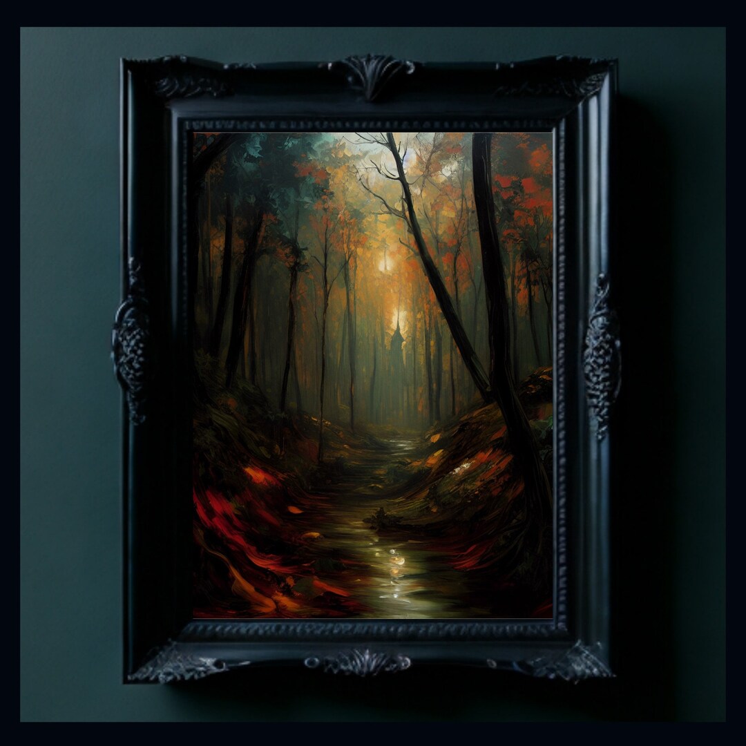 Vintage Moody Forest Print Goth Spooky Mysterious Red - Etsy