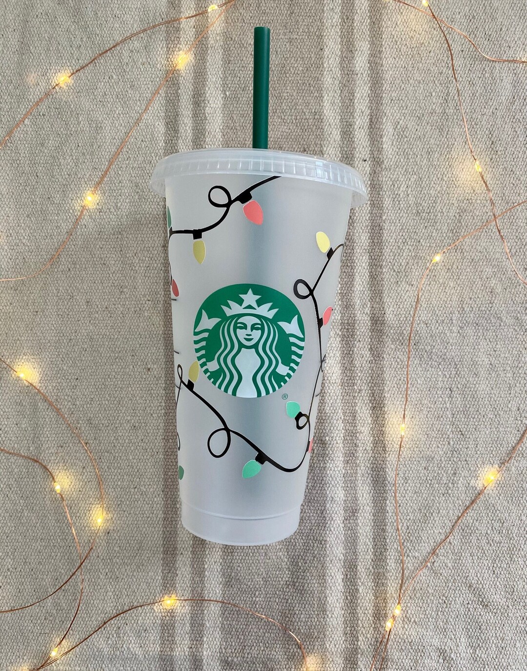 Christmas Lights Starbucks Cold Cup / Holiday Tumbler / - Etsy