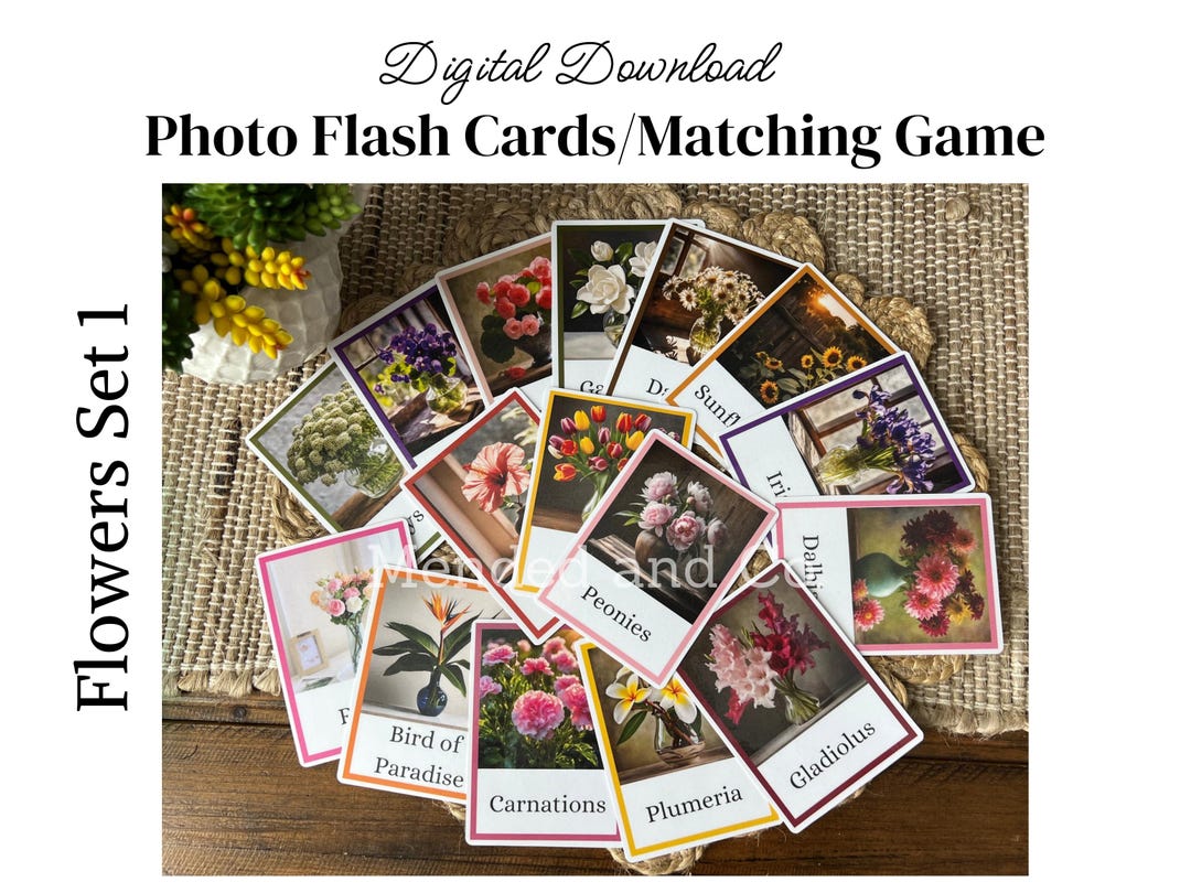 Flower Photo Flashcards: Montessori Learning Game (digital Download) - Etsy