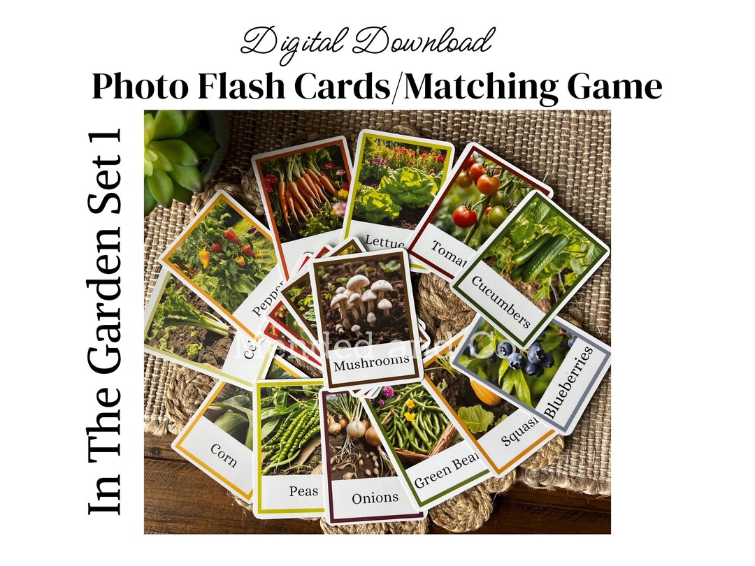 Garden Photo Flash Cards: Montessori Learning Game (digital Download ...