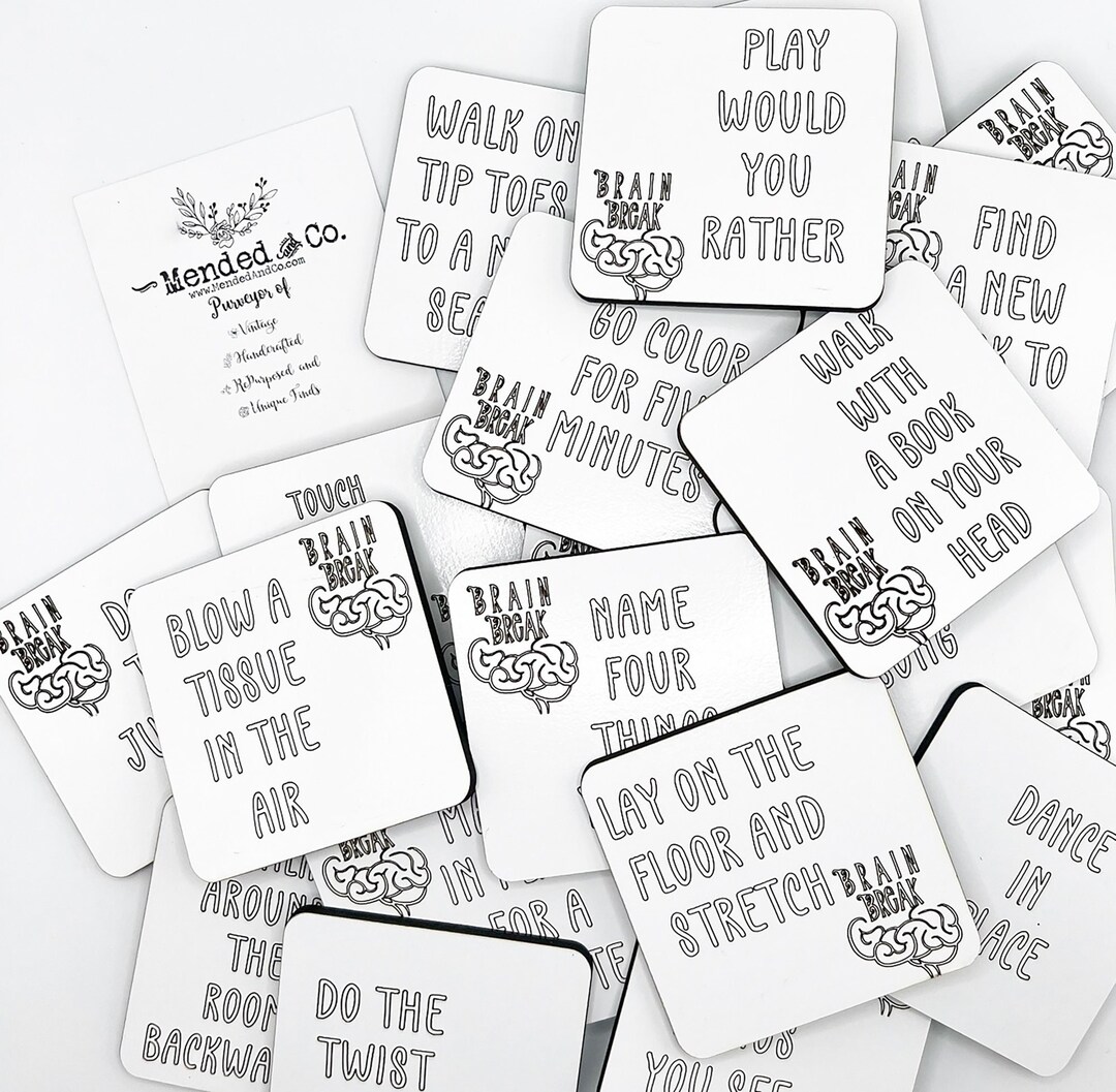 Brain Breaks for Classroom Set of 20 SVG File for Glowforge - Instant ...