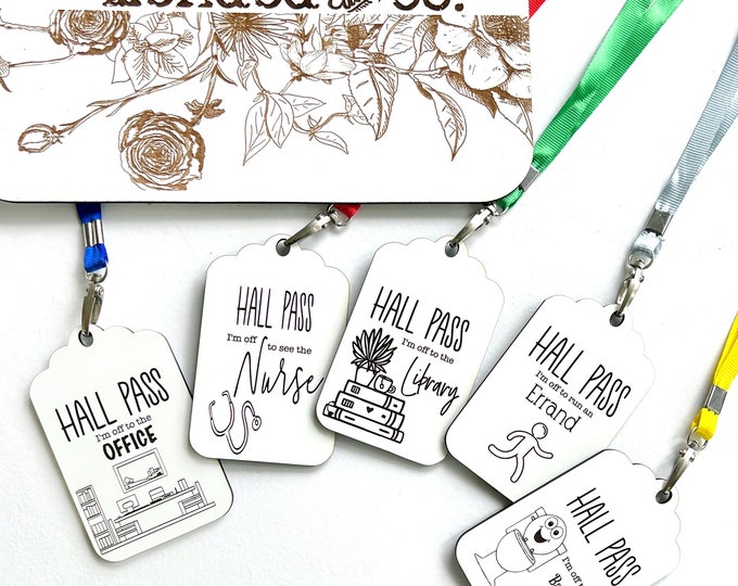 Teacher Hall Passes - SVG & PNG - Digital File-teacher File for Laser ...