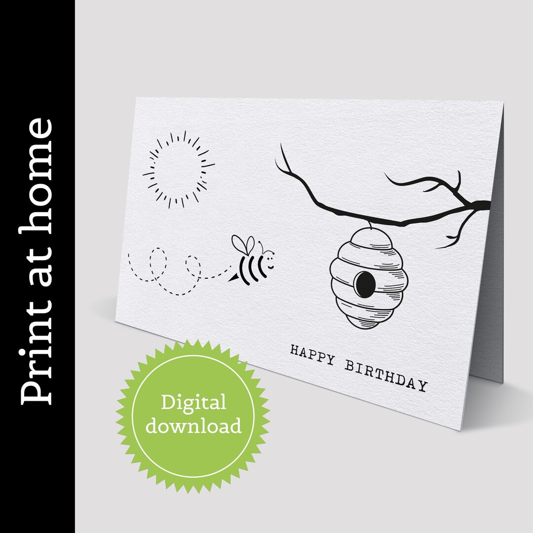 DIGITAL DOWNLOAD: 'bee' Fingerprint Birthday Card - Etsy