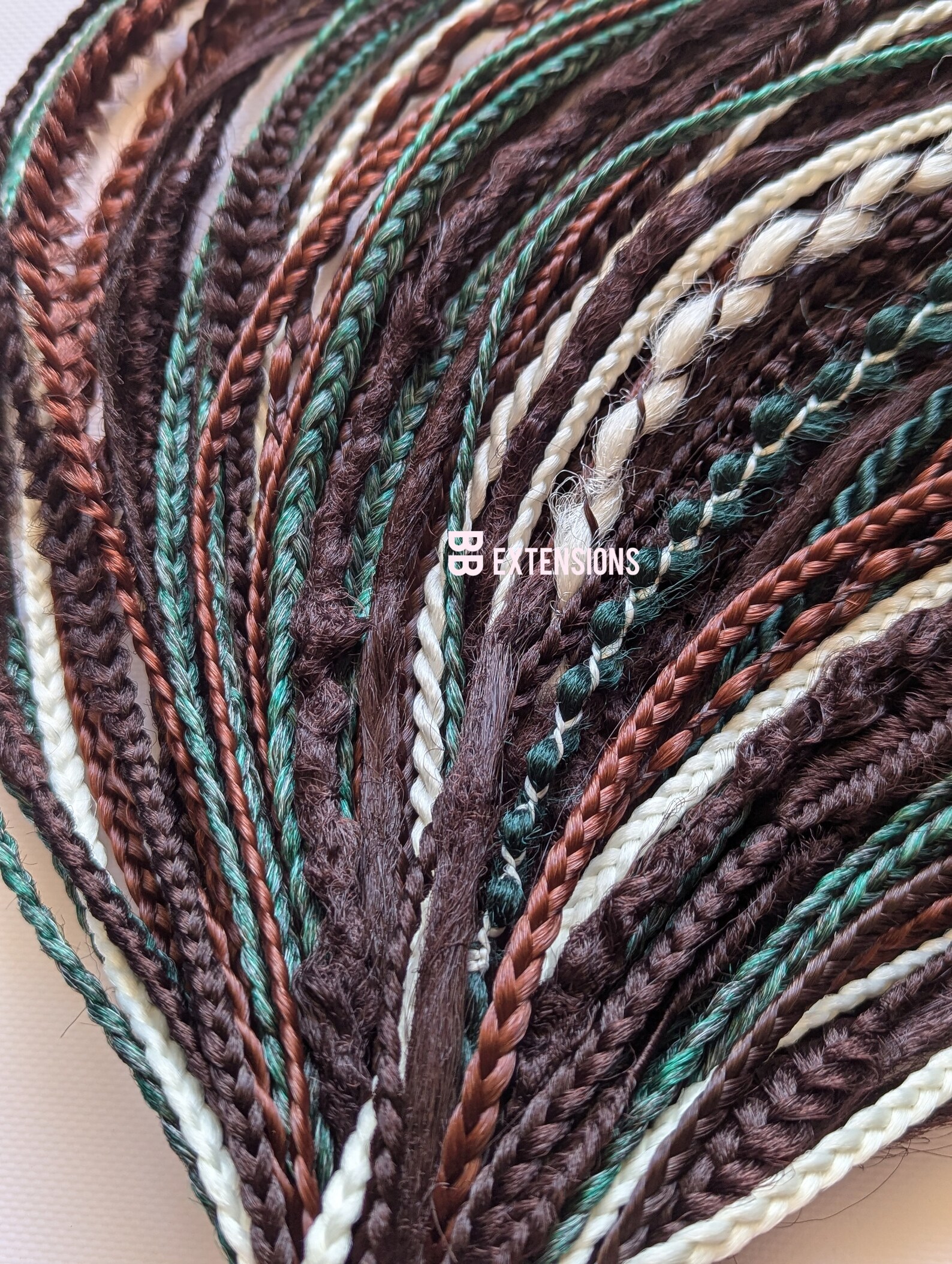 Crochet Brown & Green Dreadlocks Set, Textured Boho Hair Extensions - Etsy