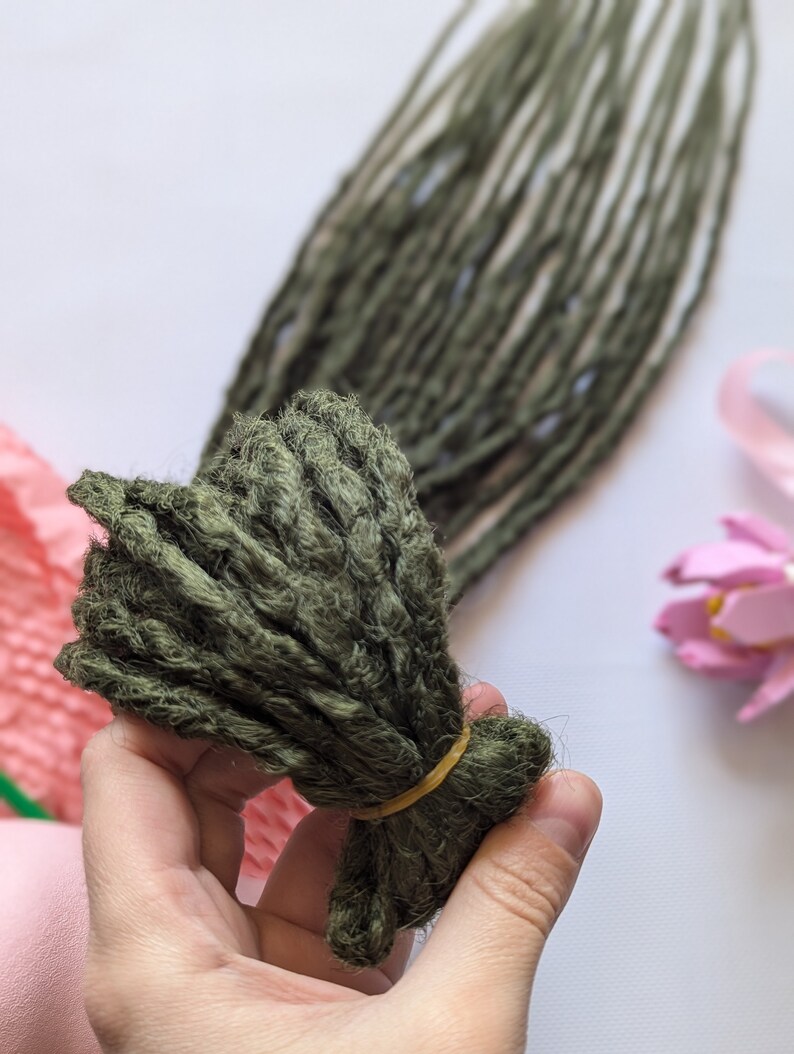 Oliva Green Crochet Dreads: Double Ended Kanekalon Hair Extensions ...