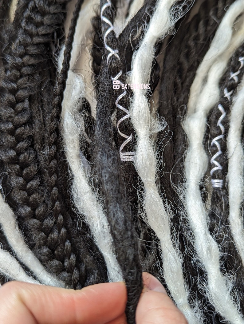 DE Black White Crochet Dreads Set of Synthetic Dreadlocks Hair ...