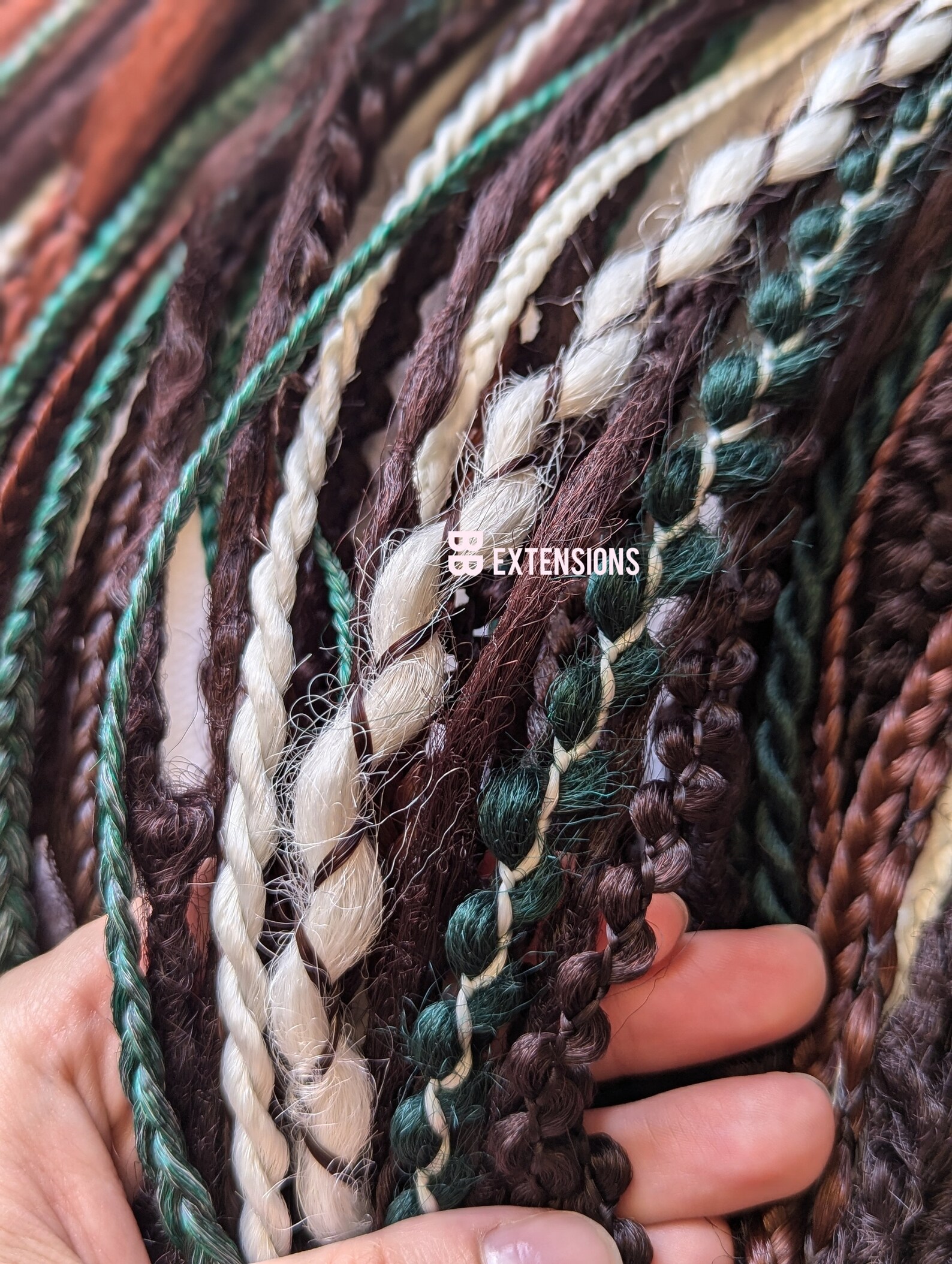 Crochet Brown & Green Dreadlocks Set, Textured Boho Hair Extensions - Etsy