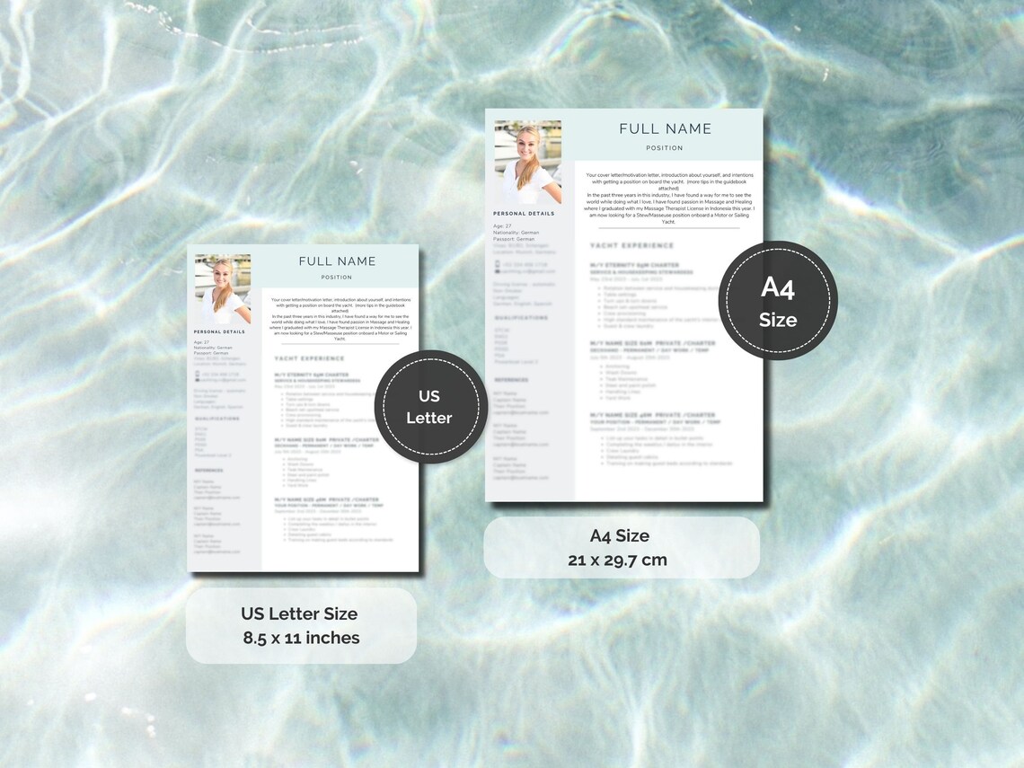 Yachting CV Template | Yacht Crew CV | Superyacht CV Canva Template ...