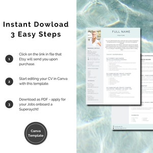Yachting CV Template | Yacht Crew CV | Superyacht CV Canva Template ...