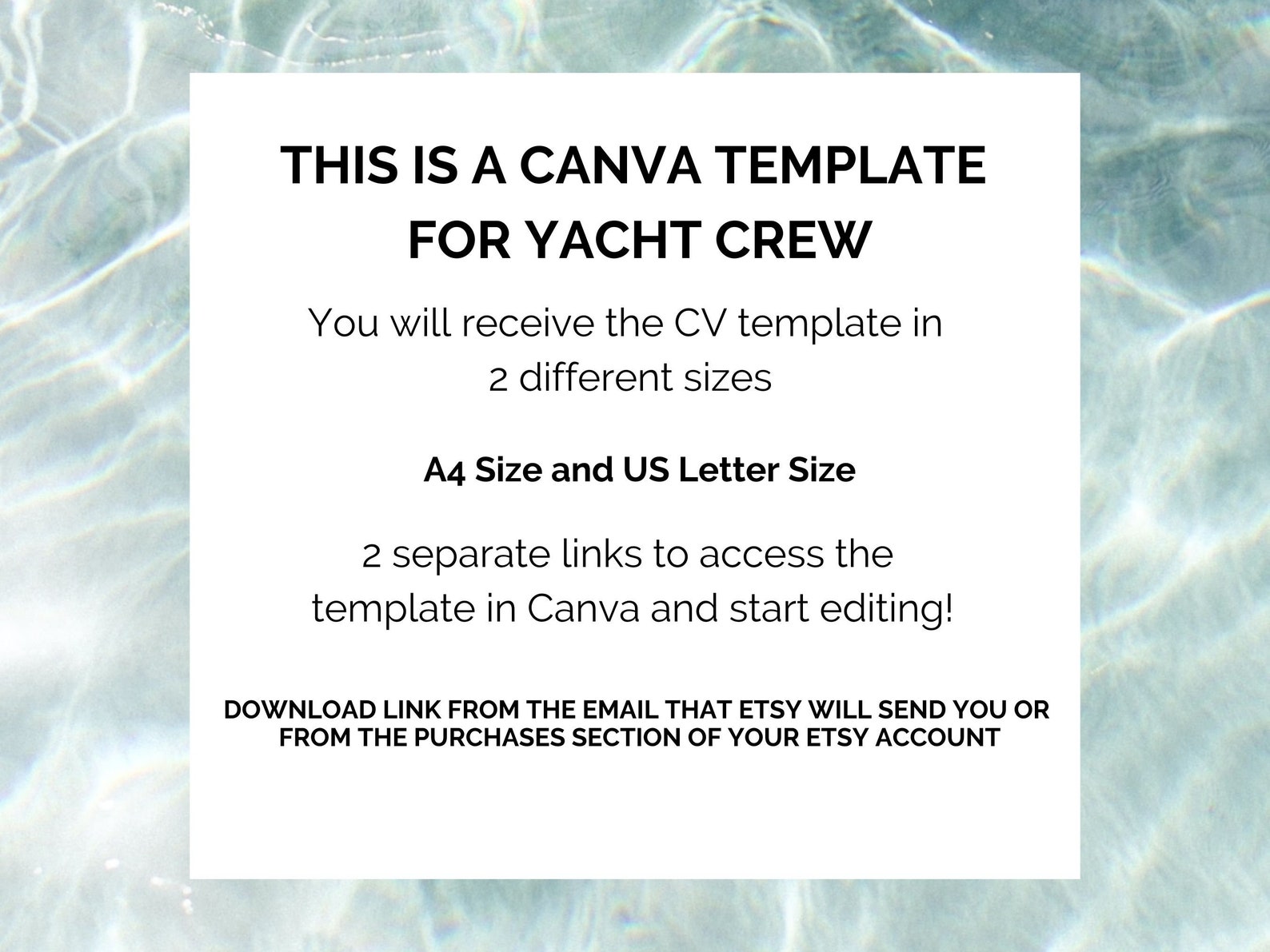 Yachting CV Template | Yacht Crew CV | Superyacht CV Canva Template ...