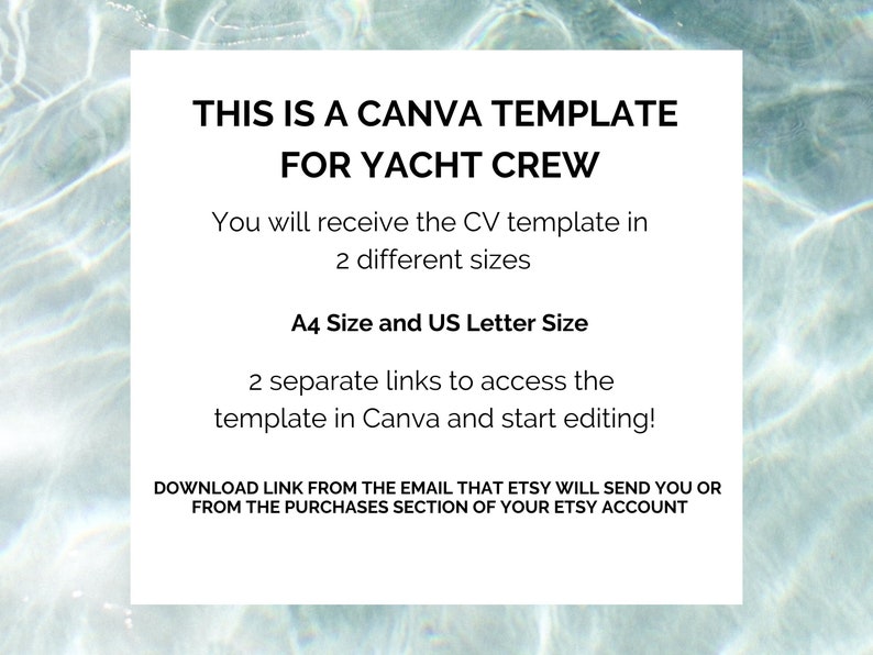 Yachting CV Template | Yacht Crew CV | Superyacht CV Canva Template ...