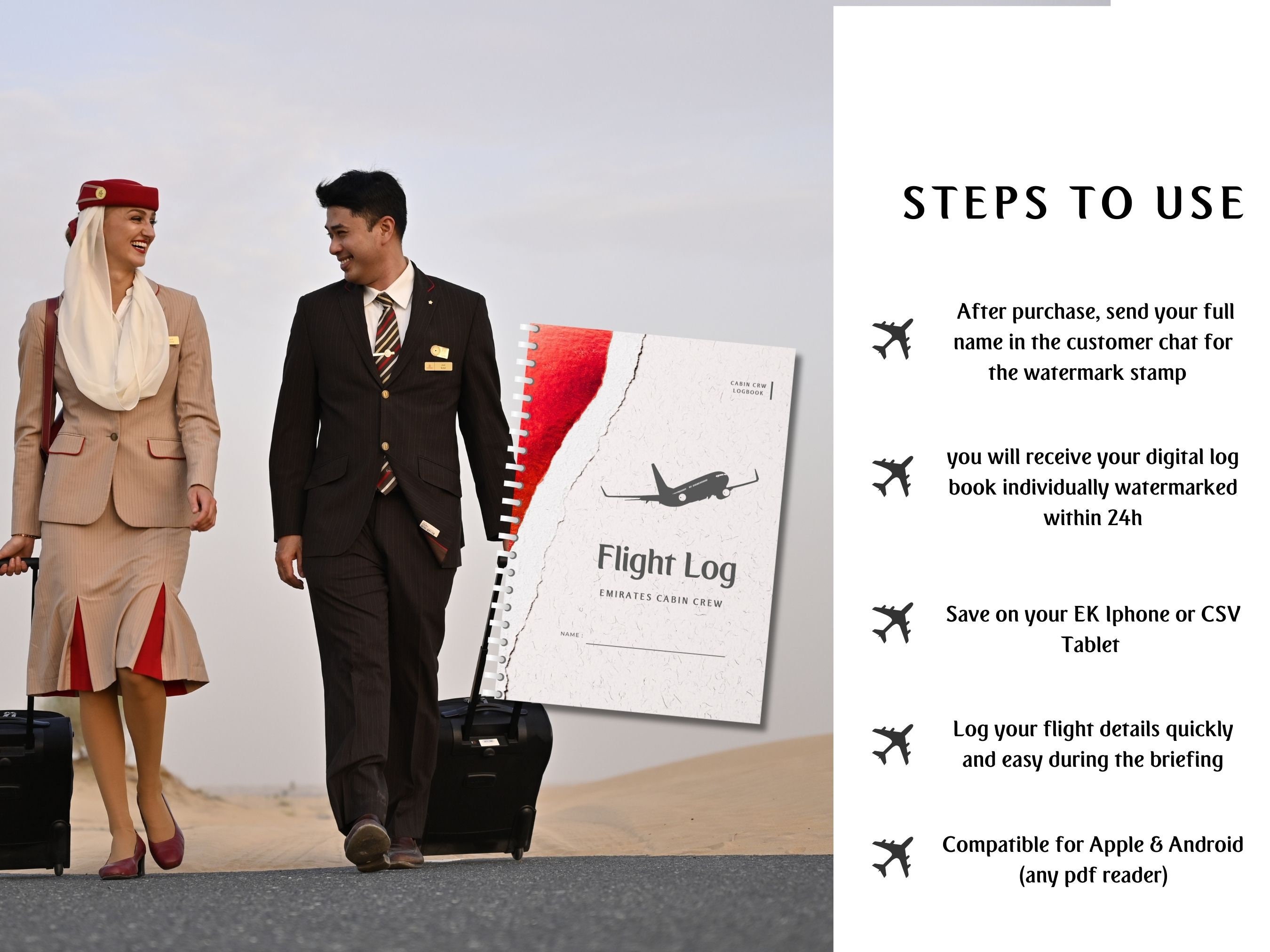 Digital Flight Attendant Log Book Layover Planner Emirates Cabin Crew ...
