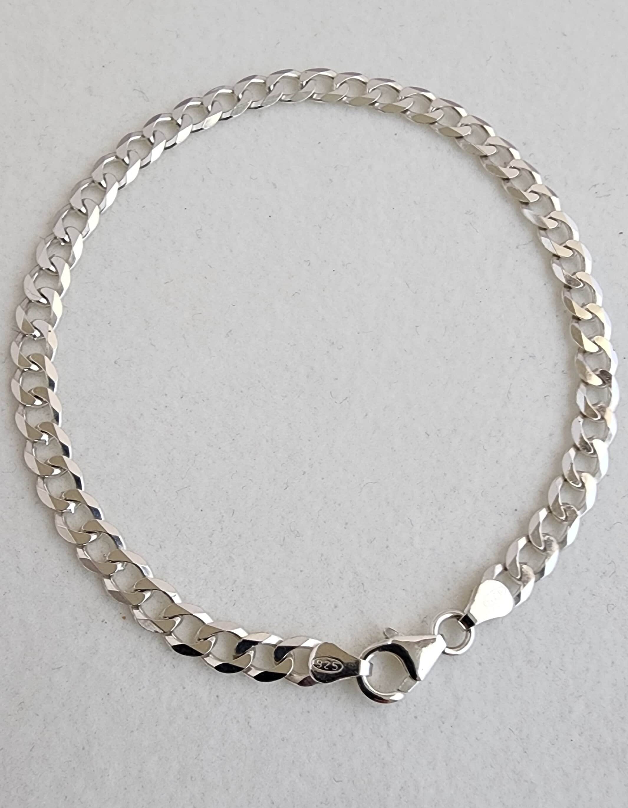 Men Silver Bracelet Boys Sterling Bracelet Real Silver Valentine Gifts ...