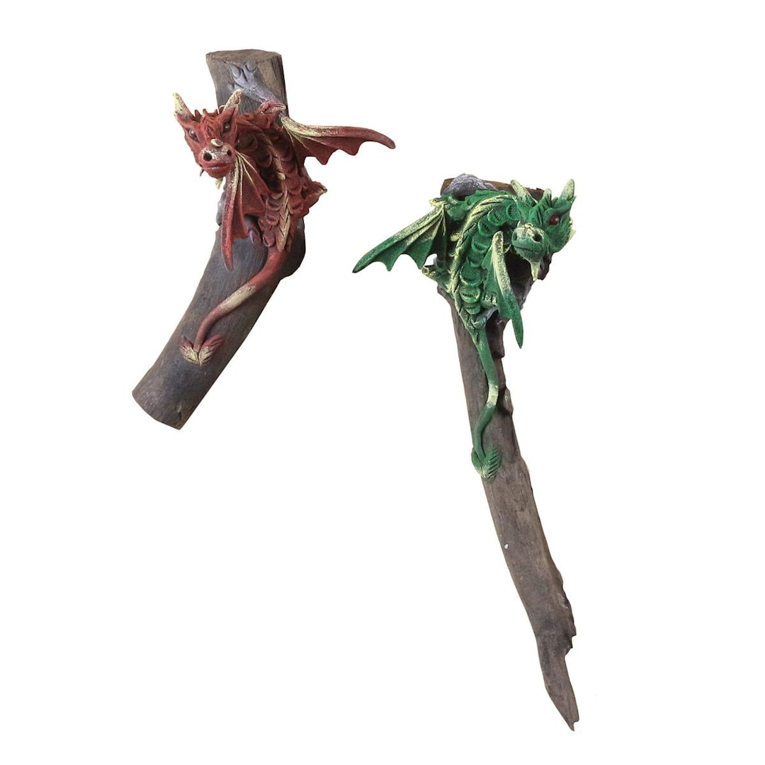 Set of 2 Dragon Figures for Hanging Dragon Gothic Fantasy Fairy Tale ...