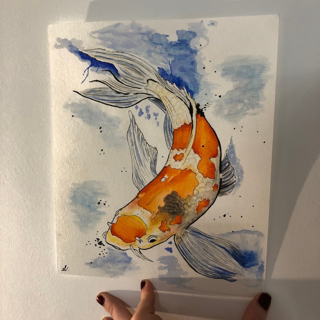 Watercolor Painiting - Coy Fish - Etsy