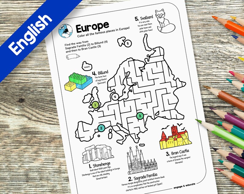 World Map Mazes for Kids, Geography Mazes Digital Download, Map ...