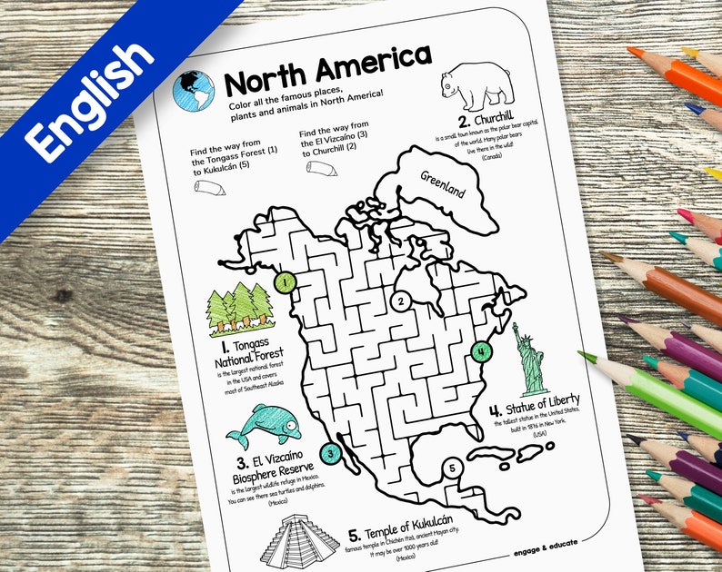 World Map Mazes for Kids, Geography Mazes Digital Download, Map ...