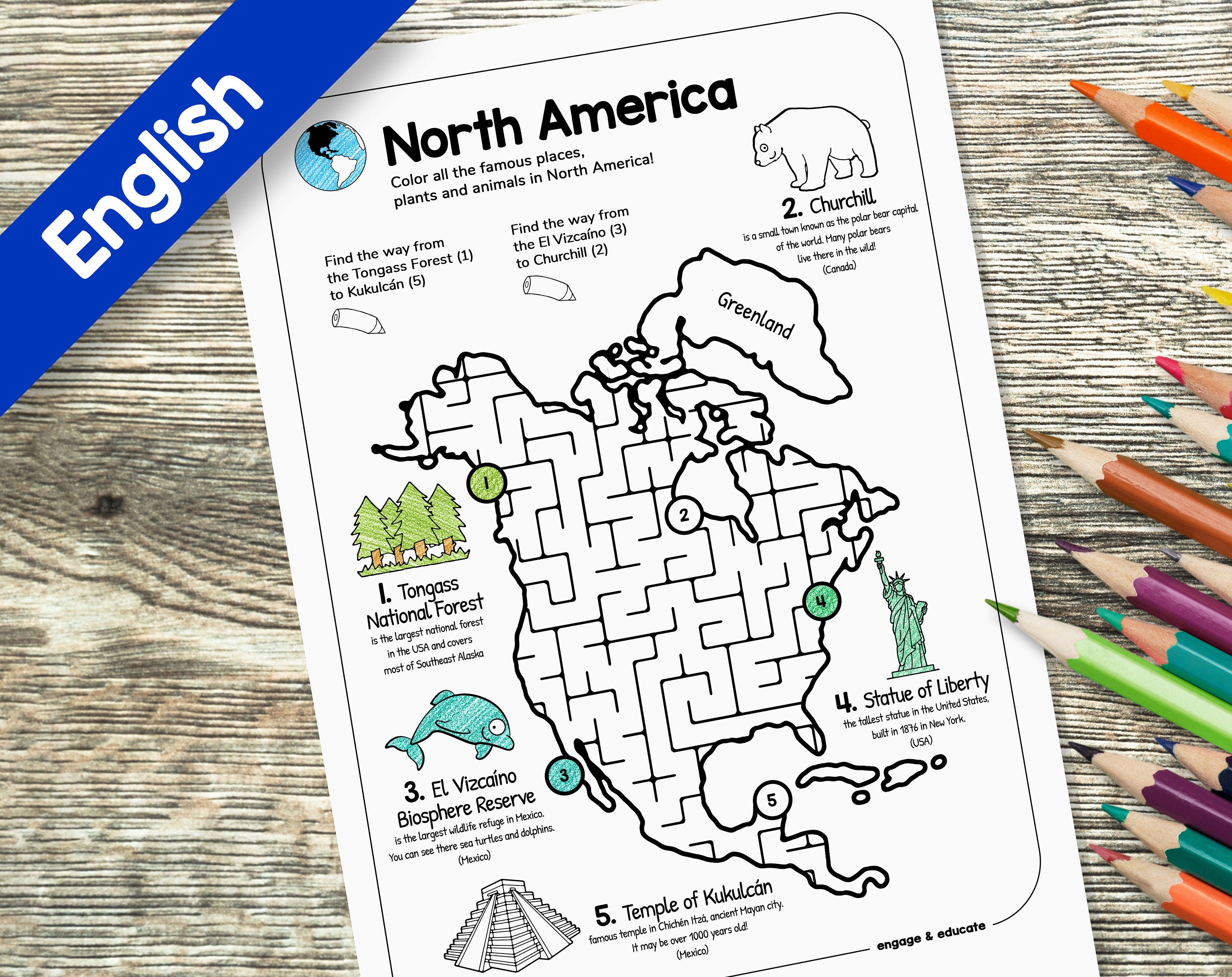 World Map Mazes for Kids, Geography Mazes Digital Download, Map ...