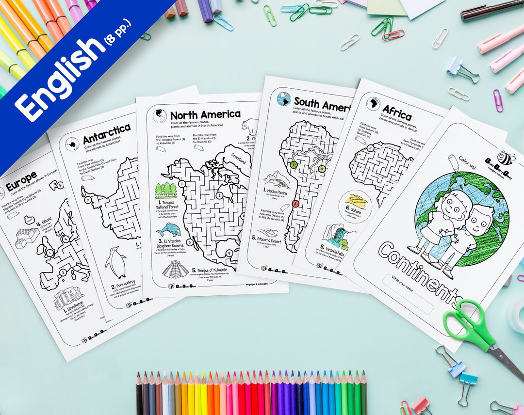 World Map Mazes for Kids, Geography Mazes Digital Download, Map ...