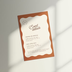 Retro Curve Customizable Wedding Invitation, Details Card and RSVP Card ...